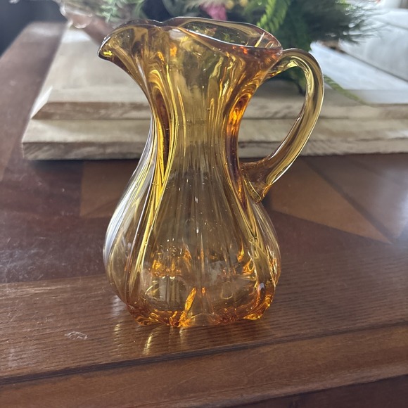 The Unbranded Brand | Dining | Vintage Art Glass Amber Glass Pitcher ...
